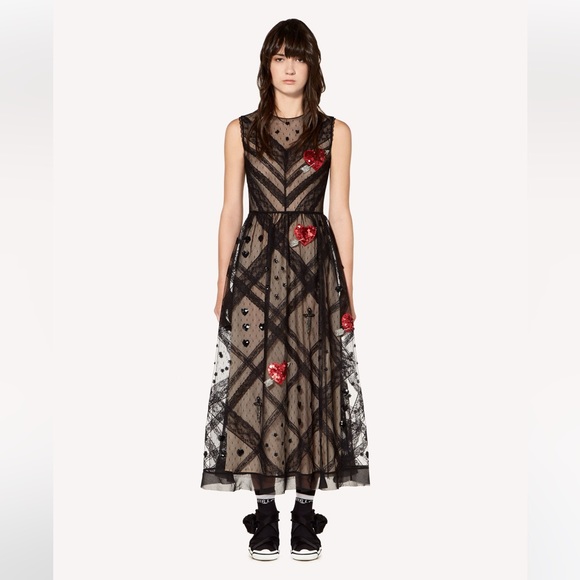 RED Valentino | Dresses | Isored Valentino Mesh And Sequin Heart Dagger ...